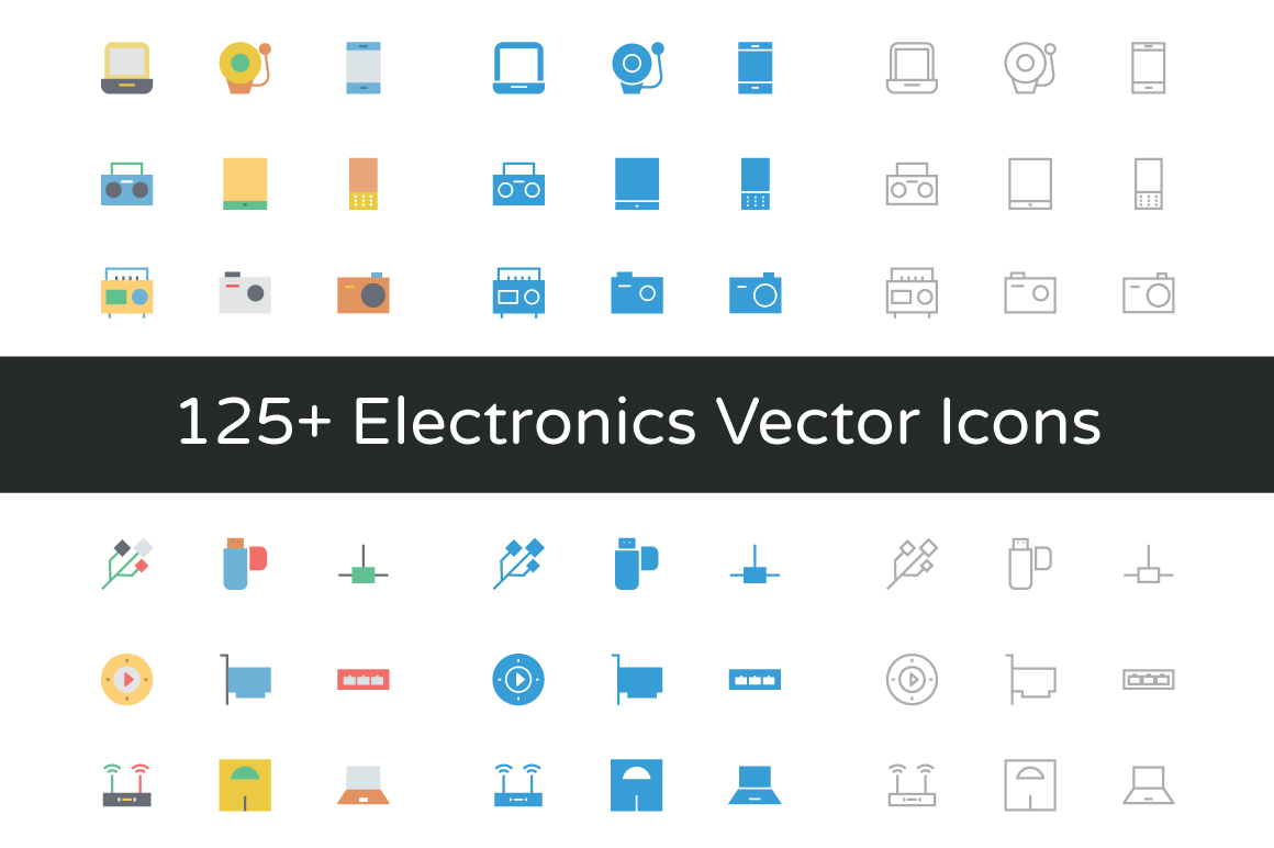 125+ Electronics Vector Icons - Creative Stall